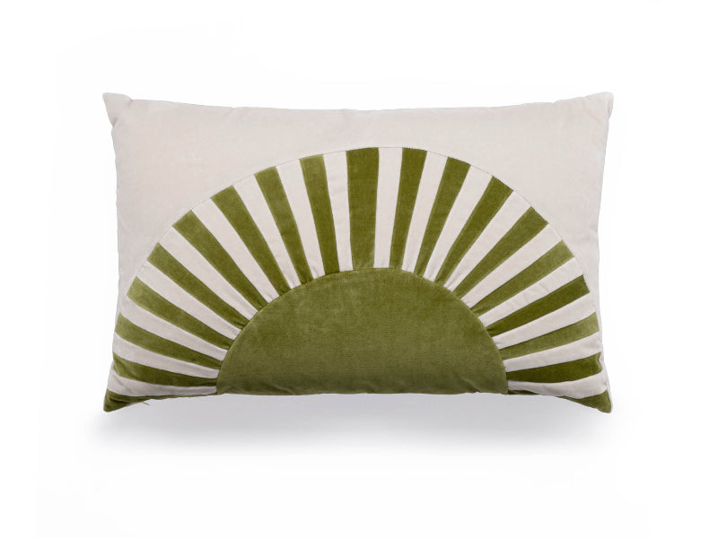 Christina Lundsteen, Hailey velvet cushion, 40x60 cm, Dusty white/leaves