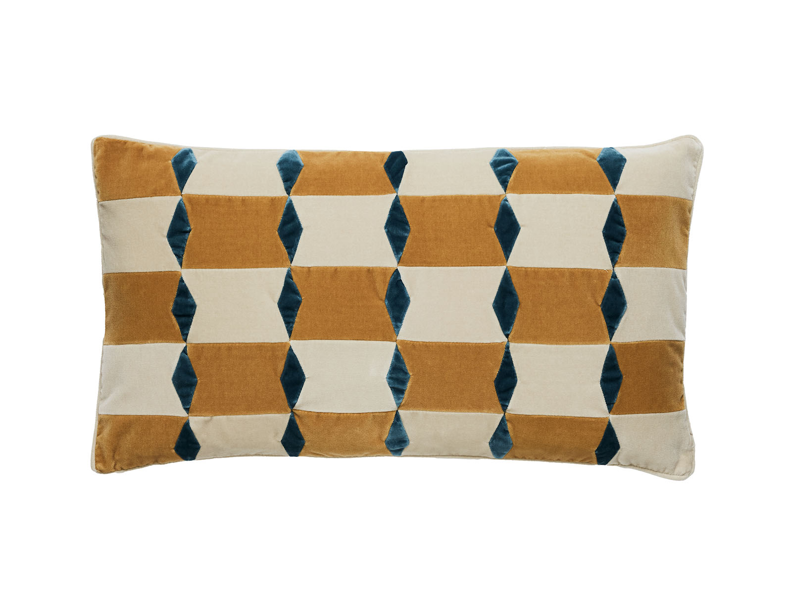 Florence Velvet Cushion 40×70 cm · Barley/Dusty White/Mazarine ...