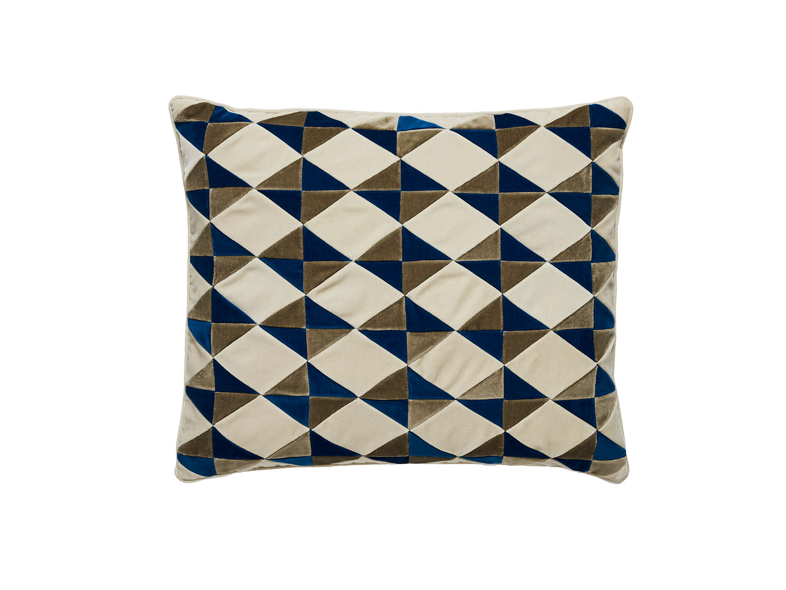 Handmade velvet cushion - Minna Cushion in Cobalt/Taupe | Christina ...